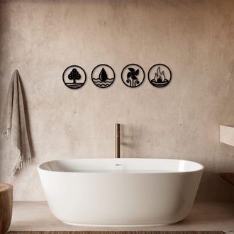 Hanah Home Elegant Black Decorative Metal Wall Accessory (4 Pieces), 26 cm Diameter, 100% Metal, 1 mm Thickness | Perfect for Modern Home Decor & Stylish Spaces