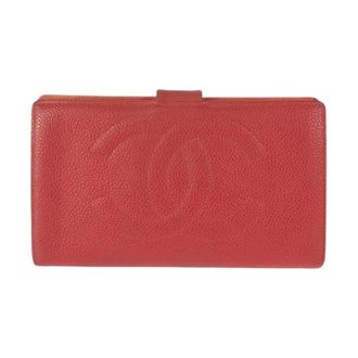 Chanel Portefeuille long vintage en caviar Chanel Pre-owned - Femme - Pre-owned - Rouge - Taille: ONE Size