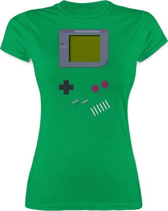 Shirtracer Shirt Damen - Karneval & Fasching - Gameboy | Nerds I 90s I 90iger I Fastnacht I Fasnacht I Fasnet - M - Gr&uuml;n - 90 er Jahre Sachen Faschings Tshirt Ka