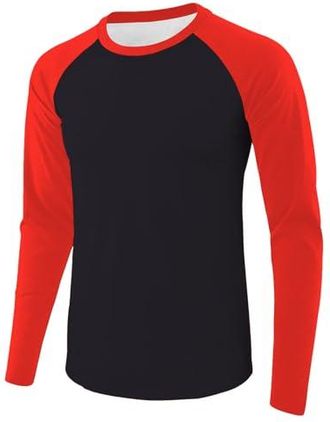 Generic DENGJIAMY Chemise de baseball tendance &agrave; manches longues raglan pour homme - D&eacute;contract&eacute; - Grande taille - Couleurs classiques - Haut dautomne pour ho