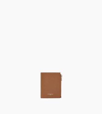 Le Tanneur Petit portefeuille vertical zipp&eacute; Lucien en cuir grain&eacute;