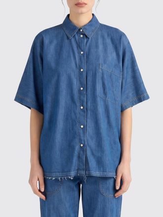 Momoni Chemise &agrave; manches courtes en coton coupe d&eacute;contract&eacute;e et &eacute;paules tombantes