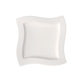 Villeroy & Boch Villeroy und Boch NewWave Speiseteller, Porzellanteller, mit leichter Vertiefung, eckige Form, sp&uuml;lmaschinen- und mikrowellengeeignet, wei&szlig;, &Oslash; 27 cm