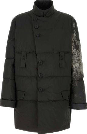 Yohji Yamamoto Homme, Manteaux, Vert, Taille: XL Veste Rembourr&eacute;e en Polyester