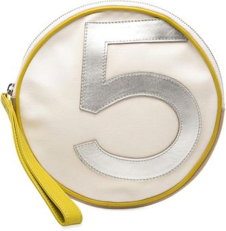 Chanel Clutches - CC Canvas and Metallic Calfskin No. 5 Wristlet Pou - Gr. unisize - in Braun - für Damen