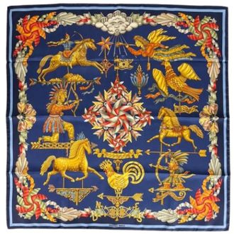Herm&egrave;s Pre-owned Silk Scarf - Femme - Pre-owned - Bleu - Taille: ONE Size