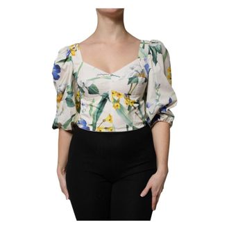 Dolce & Gabbana Gebl&uuml;mte- Cropped Bluse - - Blouses & Shirts - Damen - Mehrfarbig - 3XL