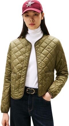 Tommy Hilfiger Damen Steppjacke Padded Quilted Wasserabweisend, Grün (Utility Olive), XL
