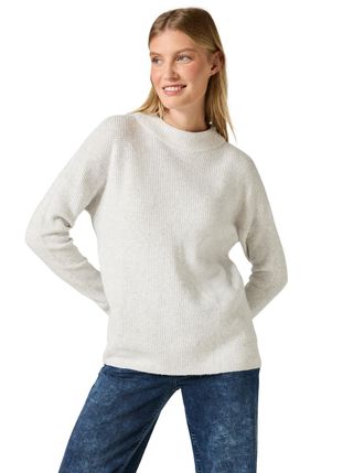 Cecil Damen B302780 Strukturpullover, Soft Silver Melange, XXL EU