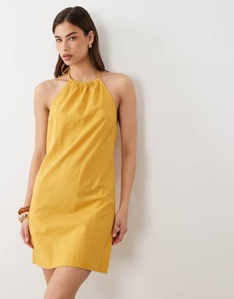 Nobody's Child Brooka - Robe courte dos nu en lin m&eacute;lang&eacute; - Jaune-Rose
