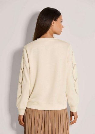 Madeleine Langarmshirt Langarm-Oberteil mit Mesh-Details Rundhals Pullover mit Lochstickerei, elastischen B&uuml;ndchen