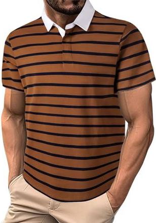 Generic T-shirt ray&eacute; pour homme 2026 - Style d&eacute;contract&eacute; - &Agrave; manches courtes - Pour entra&icirc;nement int&eacute;rieur et ext&eacute;rieur, marron, 3XL