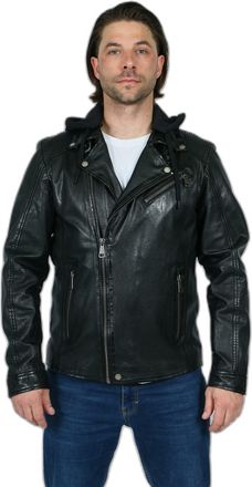 Freaky Nation Bikerjacke aus Leder mit Kapuze