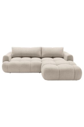 CARRYHOME Ecksofa, Creme, Textil, 4-Sitzer, F&uuml;llung: Schaumstoff, Ottomane rechts, L-Form, 272x172 cm, Liegefunktion, seitenverkehrt erh&auml;ltlich, Schlafen auf Si