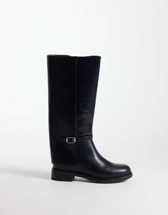 Glamorous bottes cavali&egrave;res montantes avec boucle noires
