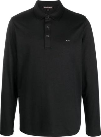 Michael Kors Langarm-Poloshirt aus Baumwolle - - Tops - Herren - Schwarzk - L