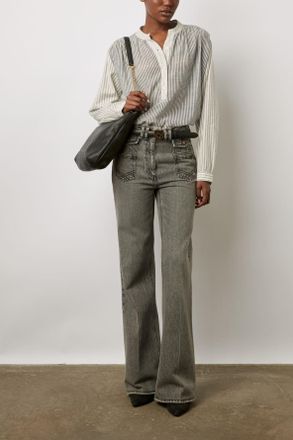 Gerard Darel Blouse ray&eacute;e en coton - AMBRE - Ecru