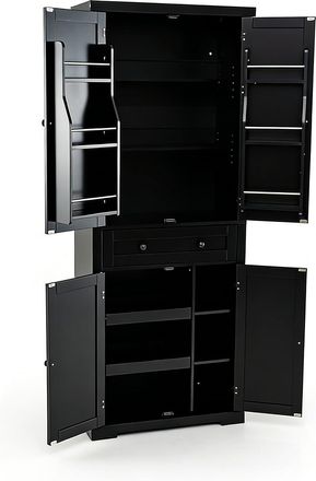 Giantex 184 cm Hochschrank, K&uuml;chenschrank mit Verstellbaren Ablagen, Schublade & Regal, Buffetschrank mit 4 T&uuml;ren, Vorratsschrank f&uuml;r K&uuml;che & Wohnzimmer, 77 x