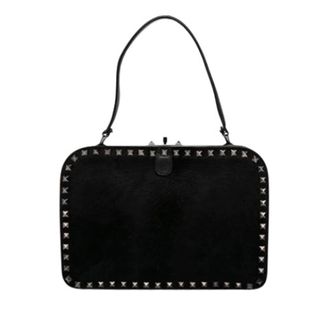 Valentino Sac &agrave; main pr&eacute;-aim&eacute; en poulain avec clous - Femme - Pre-owned - Noir - Taille: ONE Size