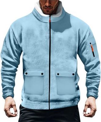 Generico Veste Dhiver Homme Confortable &Eacute;pais Doublure Chaude Vestes Avec Poches Casual Polaire Veste &Agrave; Glissi&egrave;re Grande Taille Lourd Veste &Agrave; Manches Longues &Eacute;