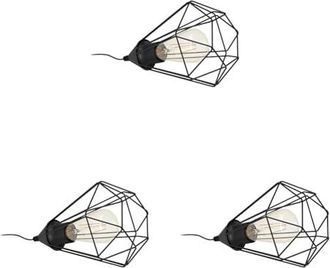 Eglo Tischlampe Tarbes, 1 flammige Vintage Tischleuchte im Retro Look, Nachttischlampe aus Stahl, Farbe: Schwarz, Fassung: E27, inkl. Schalter (Packung mit