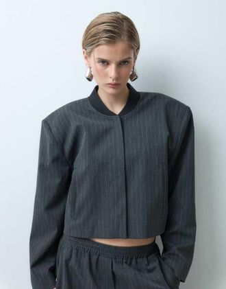 Asos bomber court ajust&eacute; sportif-Gris