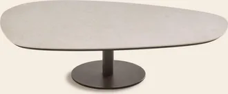 Madura Table Basse Ismeria Effet travertin et bronze - ECRU