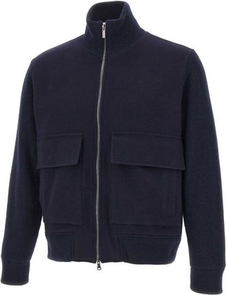 Paul & Shark Homme, Sweatshirts et sweats &agrave; capuche, Bleu, Taille: M Blouson Hybride Laine et Cachemire