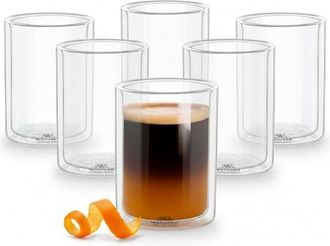 Wilmax England Wilmax - Verres thermiques - 400 ml - Lot de 6 - Verres &agrave; double paroi pour leau, le th&eacute;, le caf&eacute;, les cocktails - Verres &agrave; th&eacute; et &agrave; caf&eacute; - Verres pou