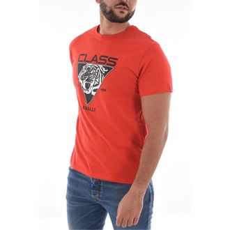 Cavalli T-shirt rouge avec logo imprim&eacute; - Homme - Tops - Rouge - Taille: M