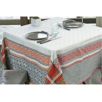 Vent du Sud Vent Du Sud - Nappe enduite Mar&eacute;va 150 x 300 cm - gris et Orange