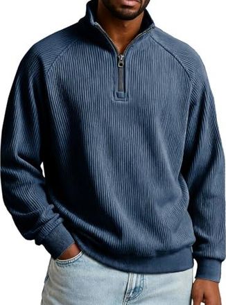 Generic Sweat-shirt à capuche pour homme - Style rétro - Col haut - Demi-fermeture éclair - Confortable - Élégant et décontracté - Pull dhiver coupe ajustée, 