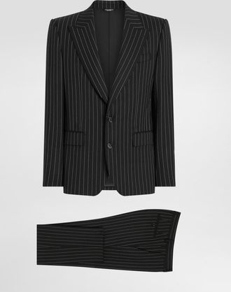 Dolce & Gabbana Einreihiger Nadelstreifenanzug Sicilia Aus Wolle In Stretchqualit&auml;t - Mann Anz&uuml;ge Und Blazer n/d 46
