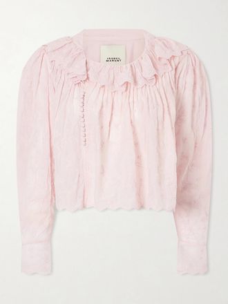 Isabel Marant Blouse En Coton Et Soie M&eacute;lang&eacute;s &Agrave; Broderies Zelly - Rose