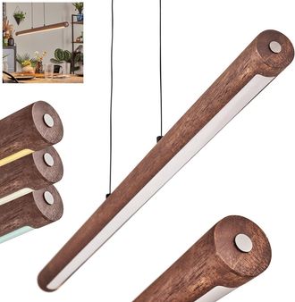 HOFSTEIN LED Pendelleuchte Carbellino, dimmbare Hängelampe aus Metall/Holz/Kunststoff in Schwarz/Dunkelbraun/Weiß, skandinavisches Design, Höhe max 150cm, Touc
