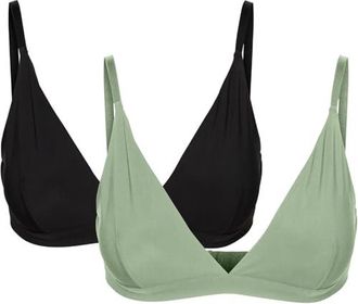 Vero Moda Vero Moda Lot de 2 Soutiens-Gorge Vmdikte Haut de Bikini, Noir/Pack : Black-Reseda, 34 Femme