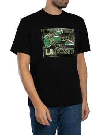 Lacoste Plan Grafik-T-Shirt, Schwarz