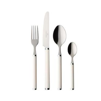 Villeroy & Boch Villeroy und Boch Play White Pearl Tafelbesteck, f&uuml;r bis zu 6 Personen, 24-teilig, Edelstahl, Griff aus wei&szlig;em Kunststoff