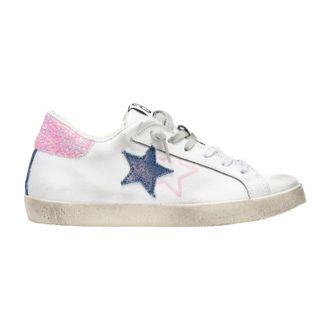 2Star Glitzer Rosa Leder Sneakers - - Shoes - Damen - Wei&szlig; - 36 EU