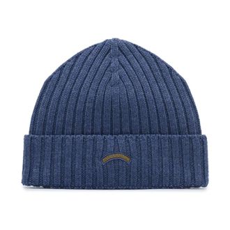 Paul & Shark Blaue Moon Badge Beanie - - Accessories - Herren - Blau - ONE SIZE