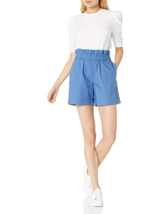 The Drop Damen T-Shirt Mariko, Puffärmel, Rundhals, Stretch-Jersey, Weiß, XXS