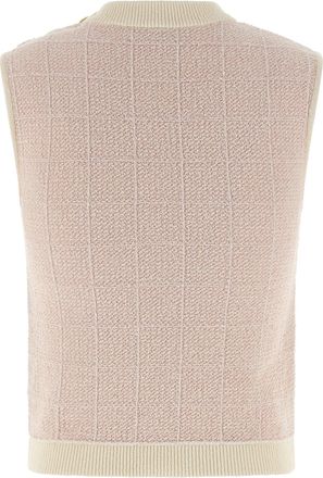 Balmain Tweed Knit with Lurex Sweater Vest - Pink
