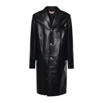 Marni Manteau en cuir &agrave; boutons grav&eacute;s - Homme - Vestes - Noir - Taille: 2XL