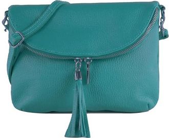 modamoda.de T07L/T139L Petit sac à bandoulière en cuir pour femme 2 modèles Fabriqué à la main en Italie, turquoise, s