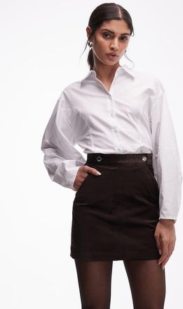 & Other Stories Mini-jupe en velours boutonn&eacute;e - Marron fonc&eacute;-Brown