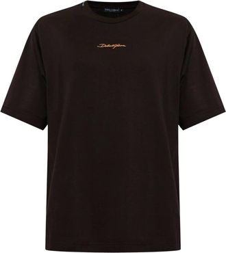 Dolce & Gabbana T-shirt en coton avec logo brod&eacute; - Homme - Tops - Brun - Taille: 2XL