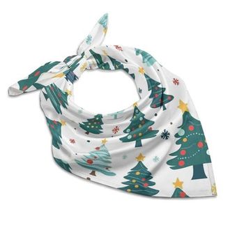 Generic Écharpe carrée en soie légère et colorée pour cheveux Motif étoile de sapin de Noël, multicolore, 46x46cm