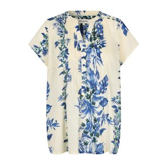 Lollys Laundry Femme, Blouses et Chemises, Multicolore, Taille: 46 FR Haut Heatherll Bleu &agrave; manches courtes