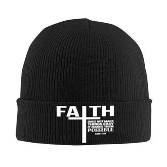 Generic Bonnet Tricot&eacute; Foi, Christianisme, Religion, Inspiration, J&eacute;sus, Bible Thermique Bonnets Coupe-Vent Bonnet en Tricot pour Course &Agrave; Pied Shopping Rando