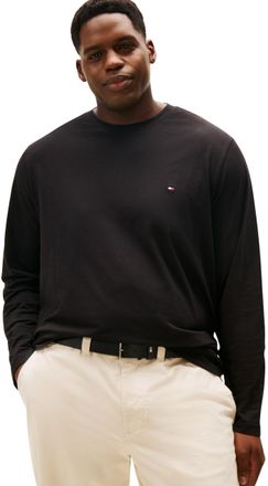 Tommy Hilfiger Herren Langarmshirt Stretch Slim Fit mit Rundhalsausschnitt, Schwarz (Black), 4XL